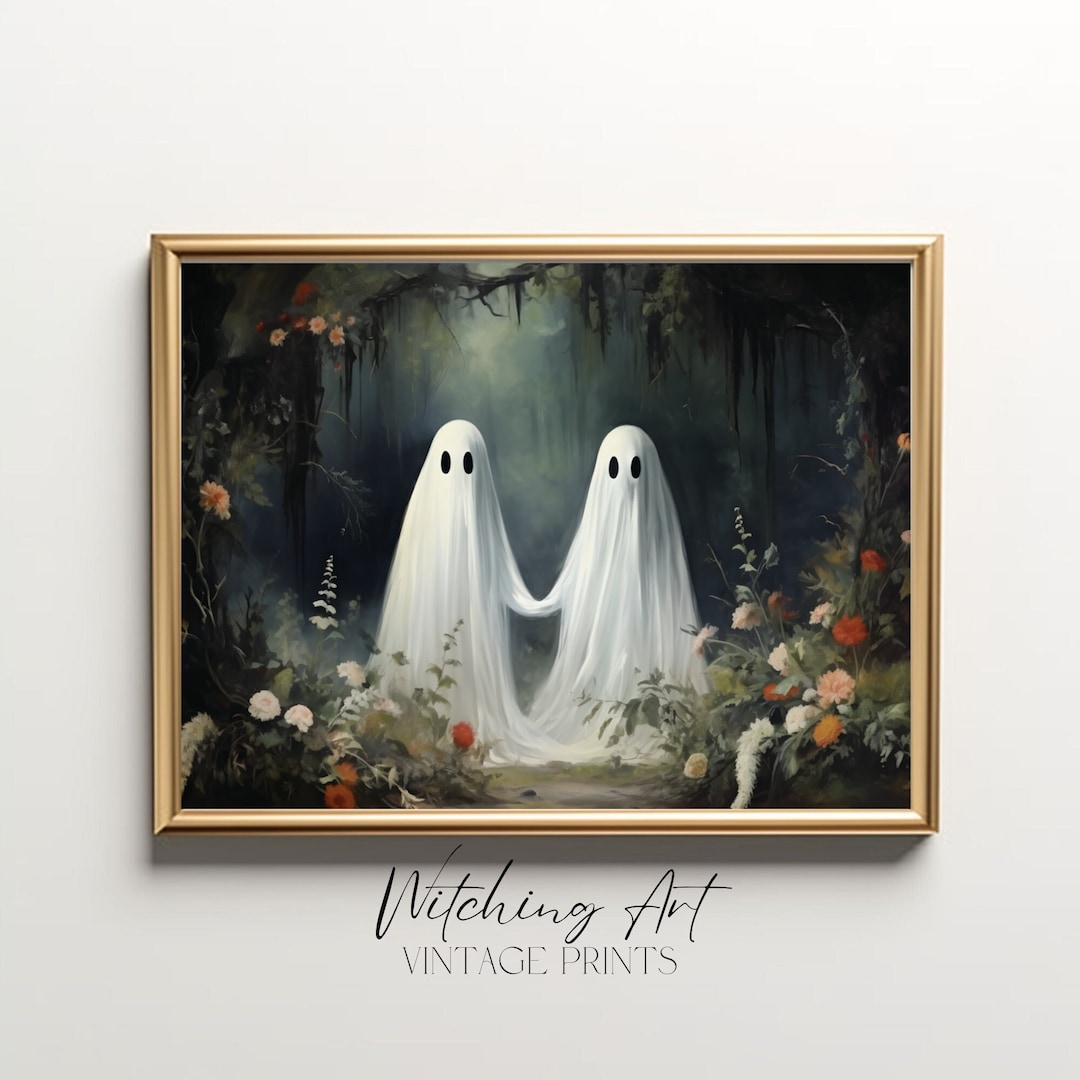 Ghost Couple Holding Hands in Forest, Ghost Couple Art, Ghost Painting ...