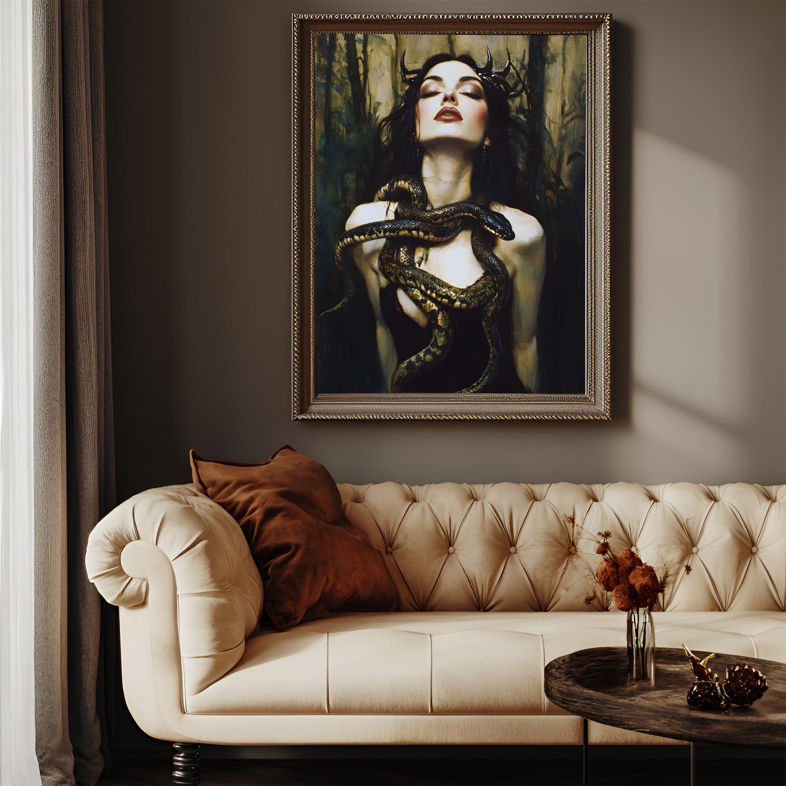 Lilith Goddess and Snakes, Lilith Painting, Greek Mythology Wall Art ...