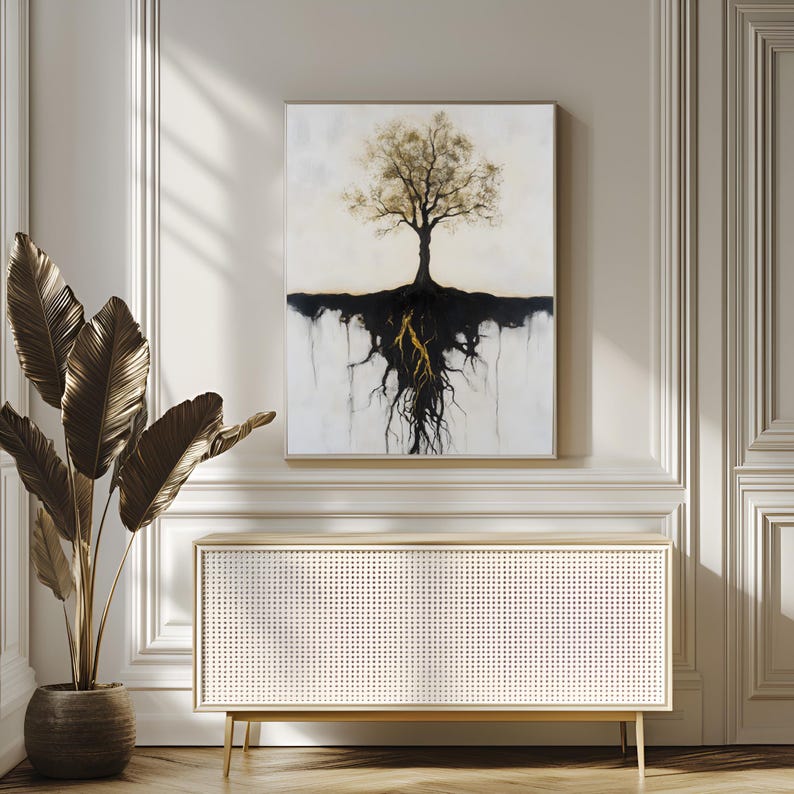 Tree of Life Root Painting: Boho Forestcore Wall Art - Etsy