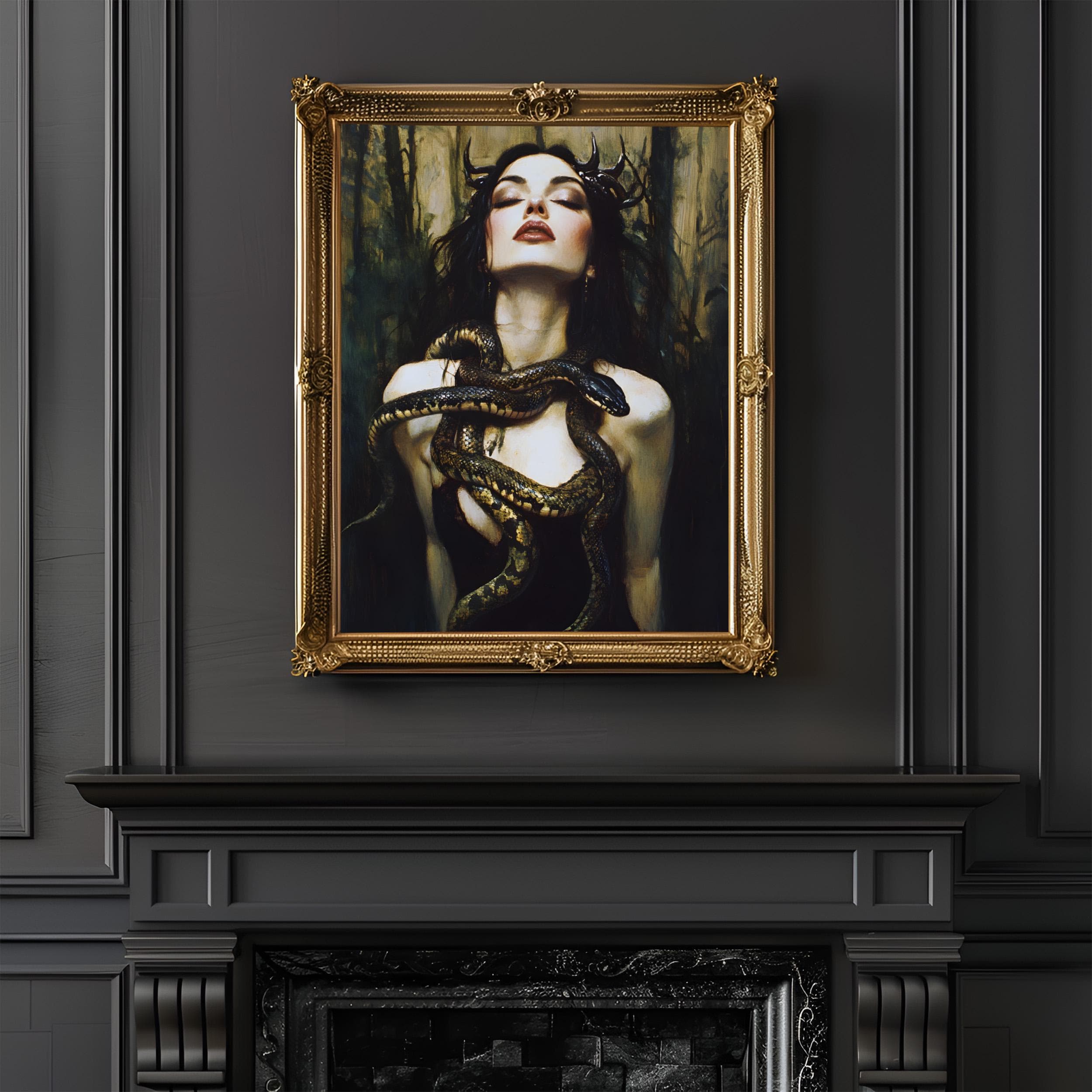 Lilith Goddess and Snakes, Lilith Painting, Greek Mythology Wall Art ...