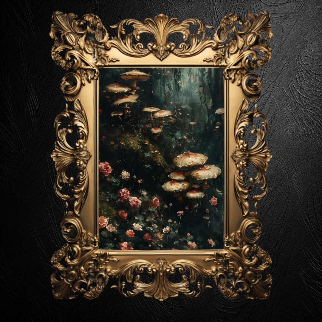 Mushroom and Floral Forestcore Poster, Mushroom Painting, Mushroom Art ...