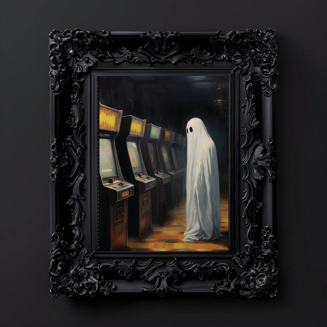 Ghost in Arcade Art Print: Dark Academia Halloween Decor - Etsy