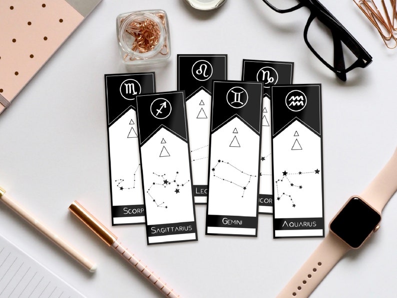 Zodiac Bookmark Set - Zodiac Star Signs Printable Bookmarks - Etsy