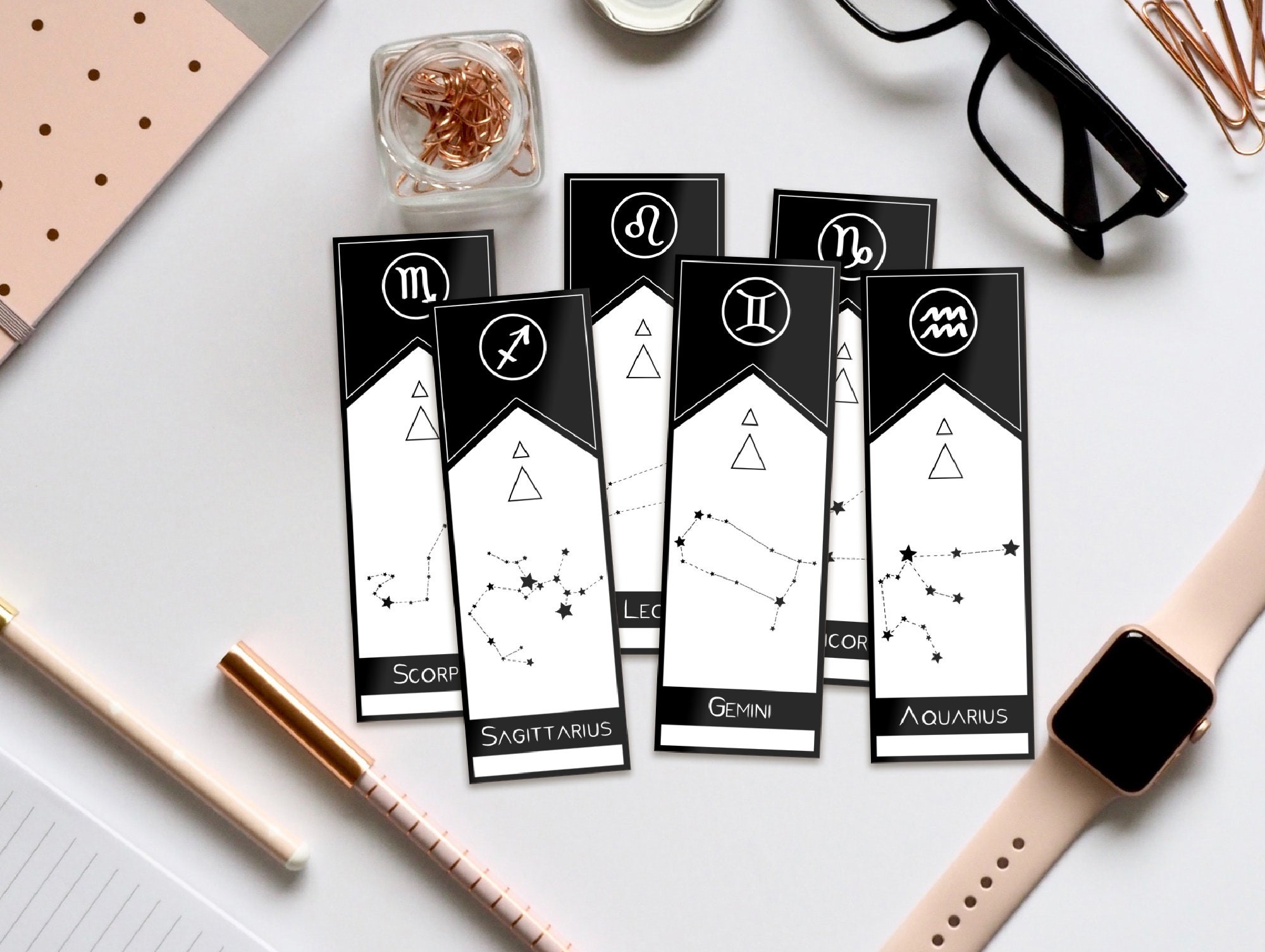 Zodiac Bookmark Set - Zodiac Star Signs Printable Bookmarks - Etsy