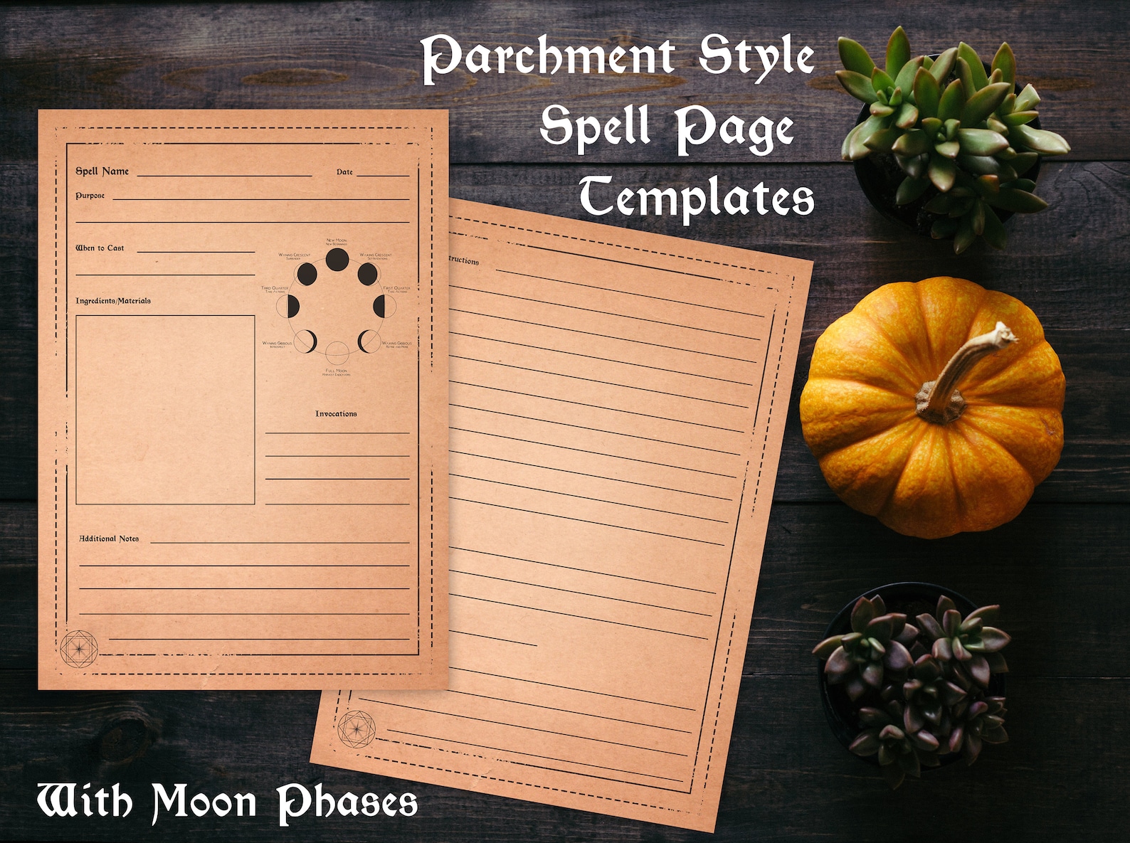 Spell Page Template Wicca Spell Pages Book of Shadows PDF - Etsy