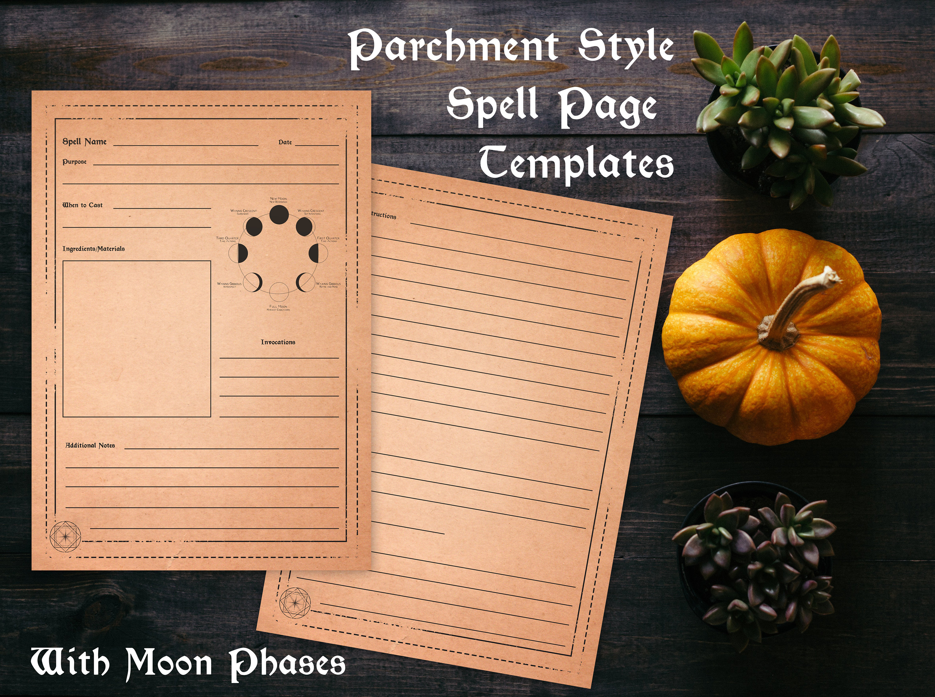 Wicca Spell Page Template | Book of Shadows Printable (PDF) - Etsy