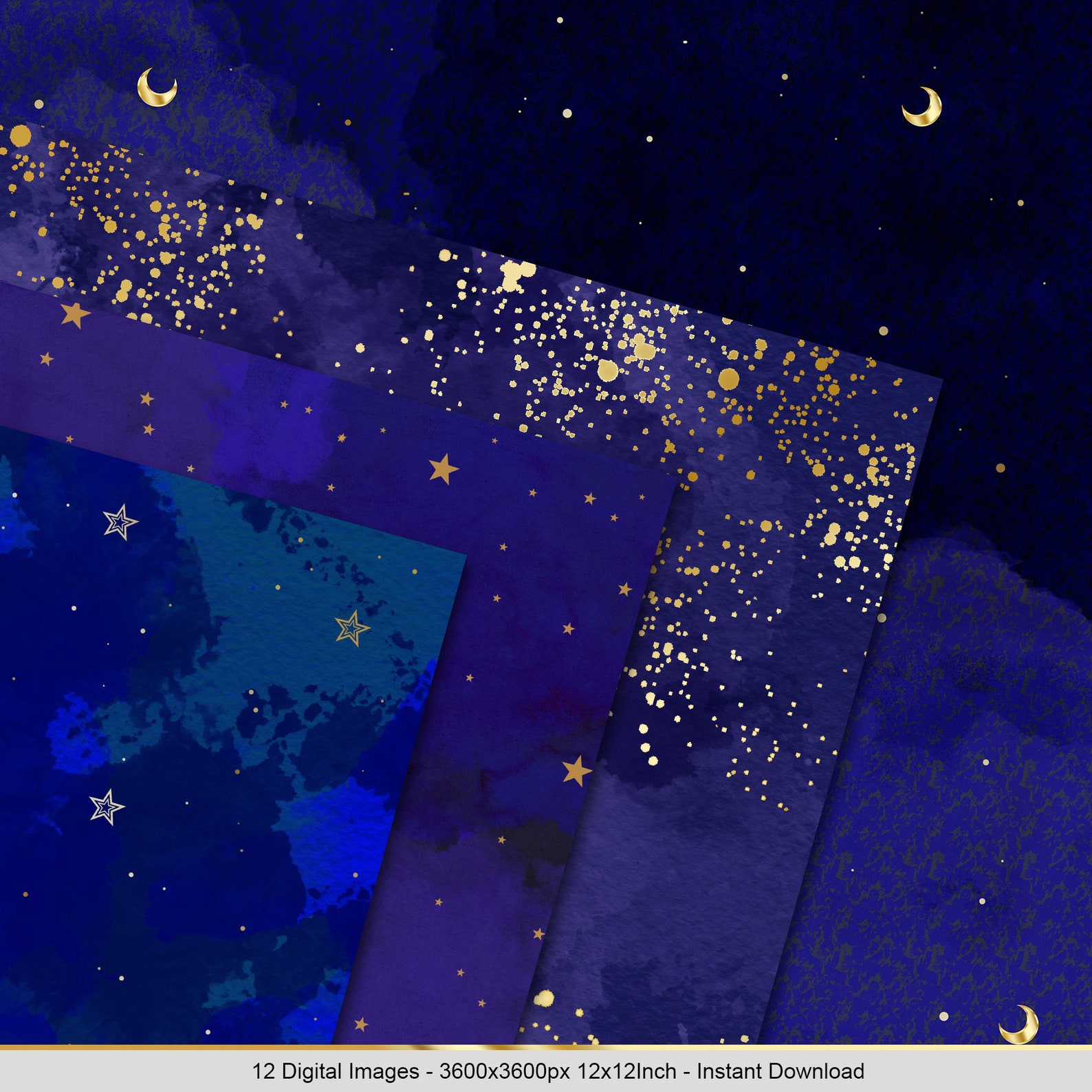 Blue Digital Paper - Night Sky Patterns - Digital Scrapbooking - Etsy