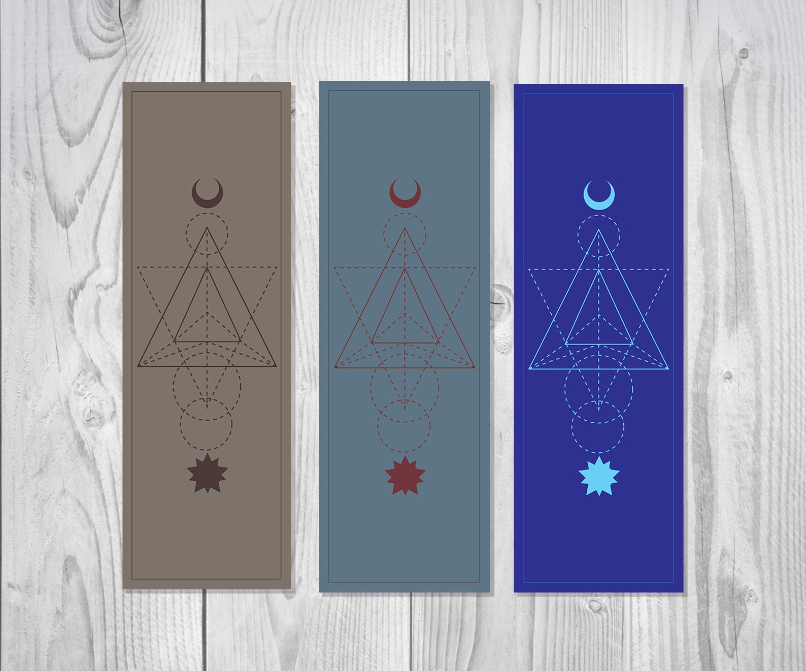 Minimal Geometric Illustrated Bookmarks Set of 6 Printable (sun and ...