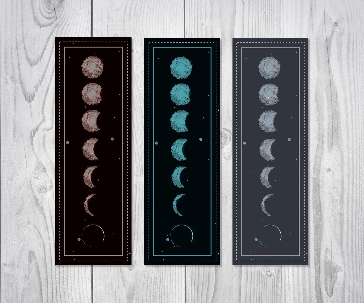 Lunar Phase Acrylic Painting Bookmarks Set of 6 Printable moon Phases ...