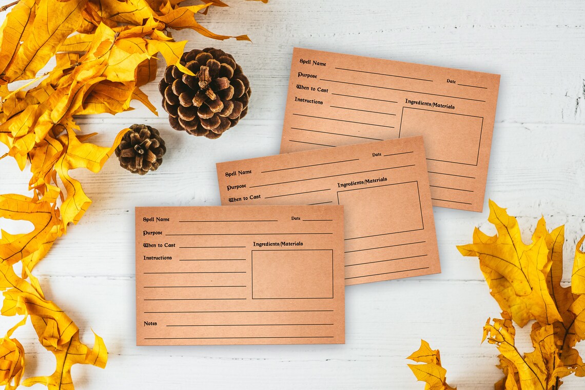 Spell Cards Printable PDF - Instant Download - Witch Spell Cards - Etsy