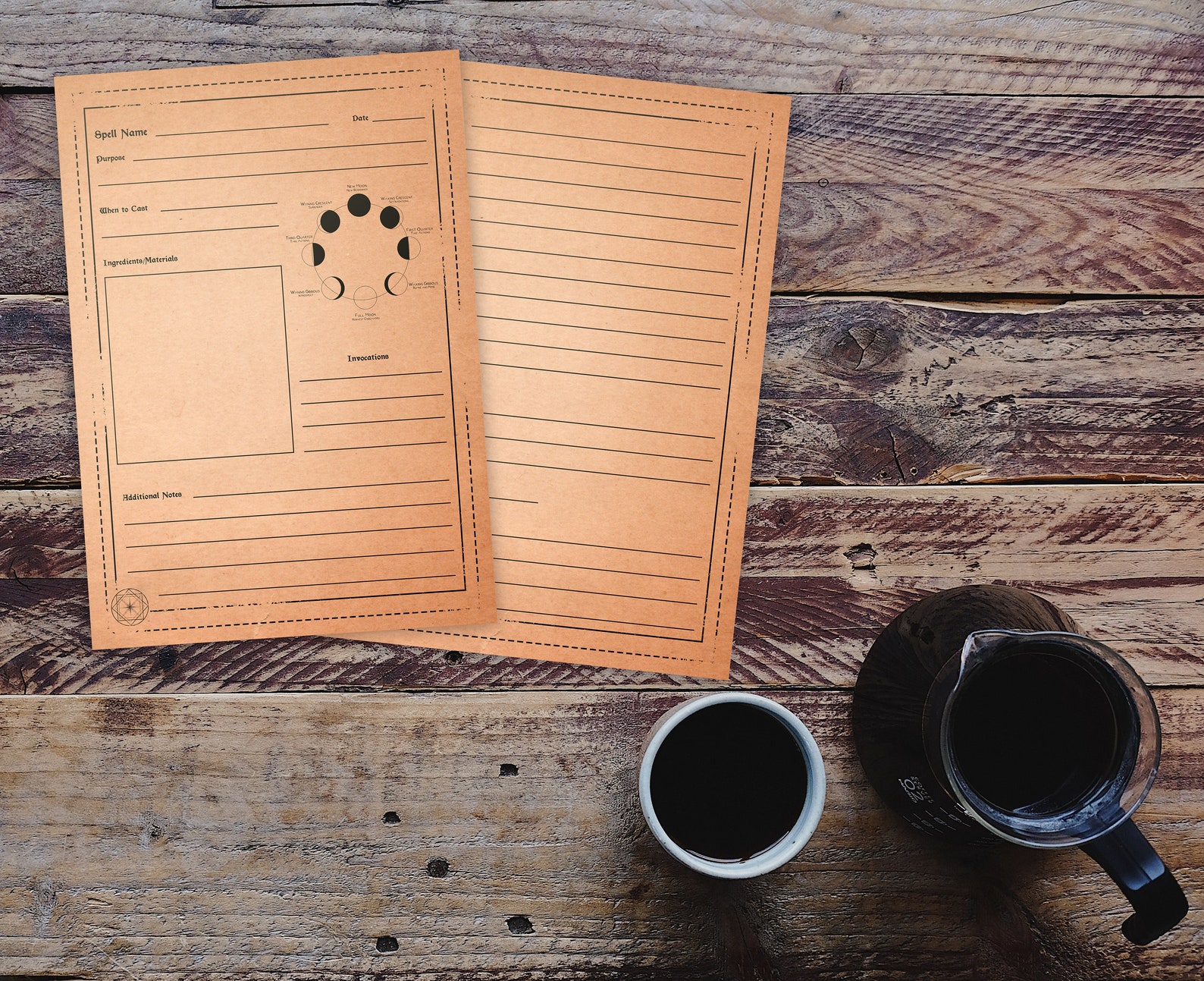 Spell Page Template Wicca Spell Pages Book of Shadows PDF - Etsy