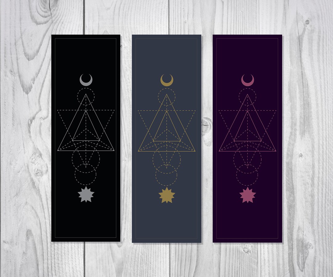 Minimal Geometric Illustrated Bookmarks Set of 6 Printable sun and Moon ...