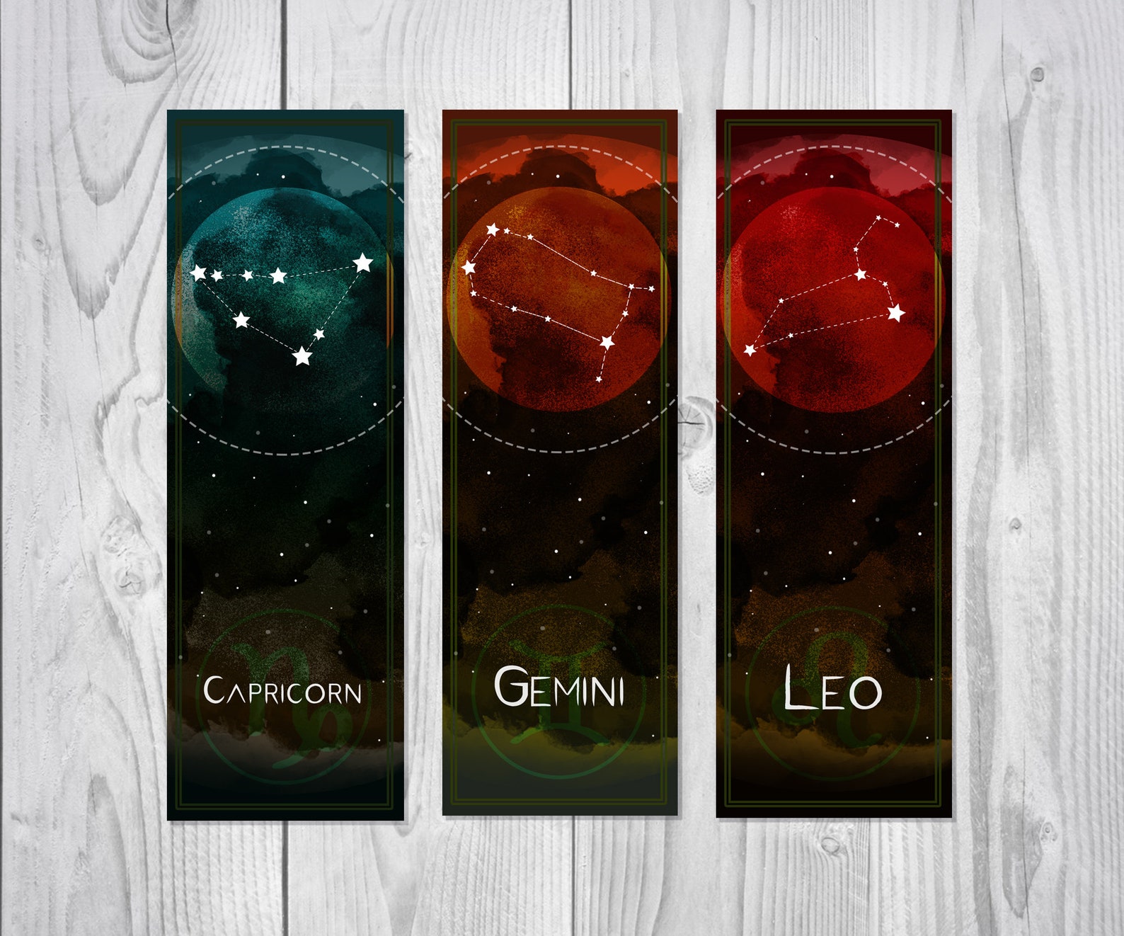 Zodiac Star Sign Bookmarks Set of 12 | Watercolor Astrology Gift ...
