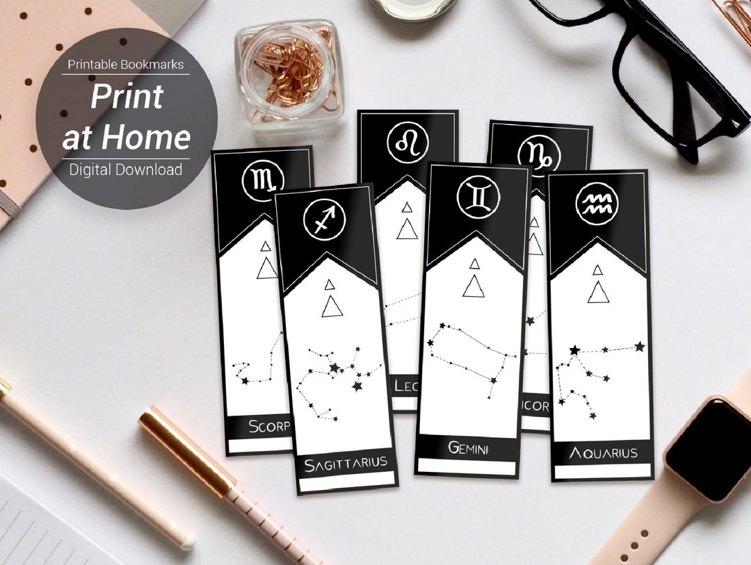 Zodiac Bookmark Set - Zodiac Star Signs Printable Bookmarks - Etsy