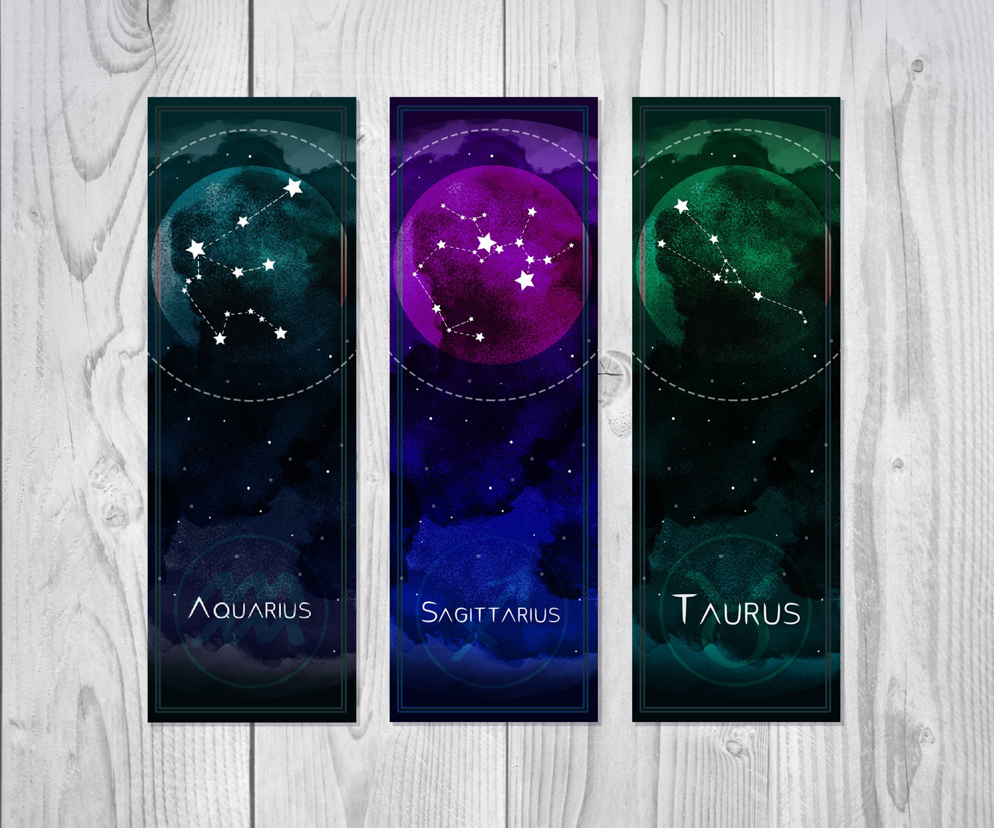 Printable Bookmarks Zodiac Star Sign Set of 12 Printable - Etsy