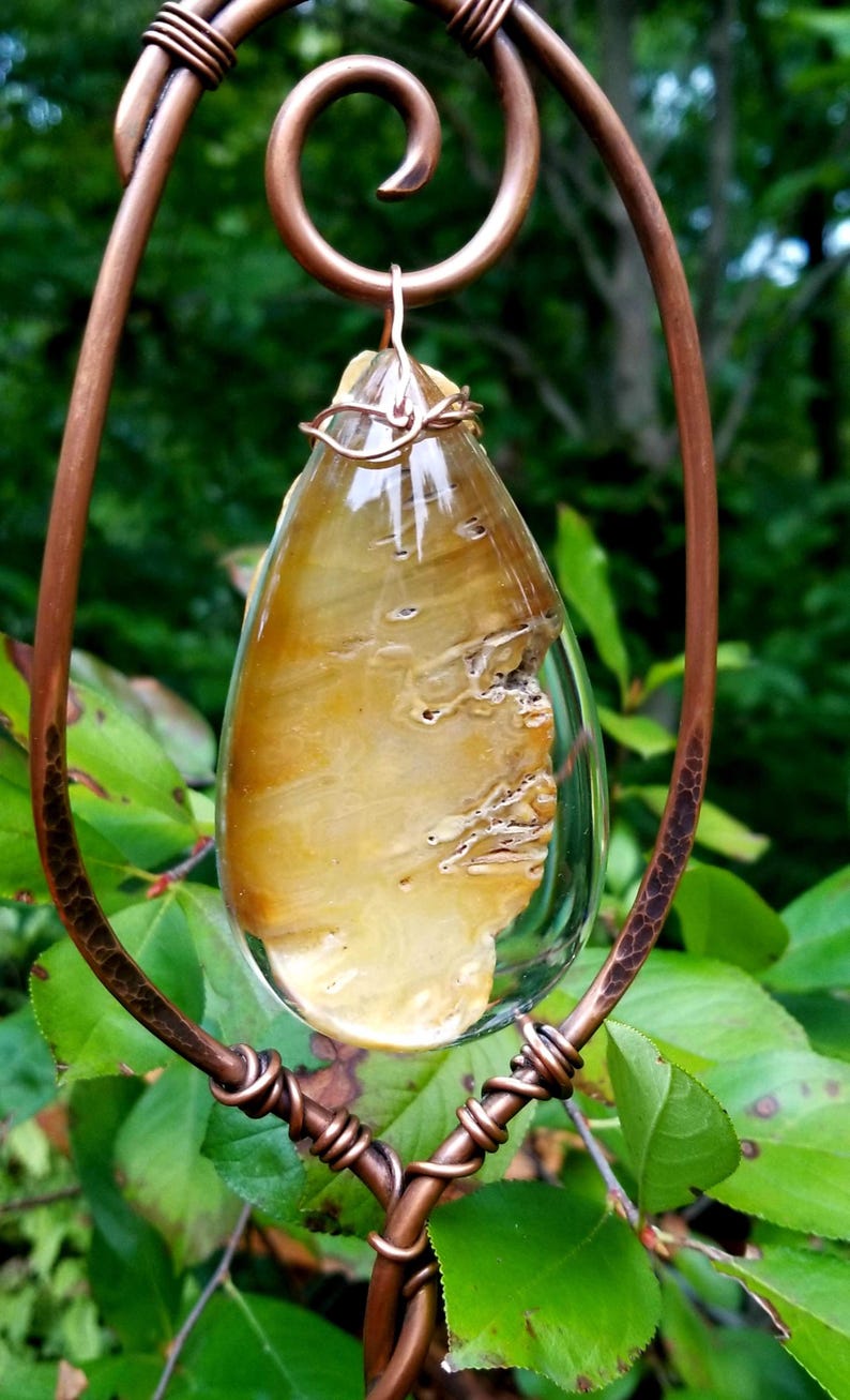 Artistically Created Plant Stake Design, Natural Agate Slice, Upcycled ...