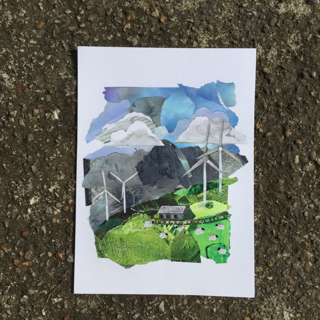 Wind Turbine Collage Print Wall Art, Decor, Art Print, Analog Collage ...