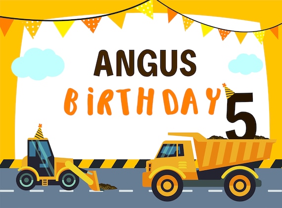 Party Supplies Banners & Signs printable first birthday Construction ...