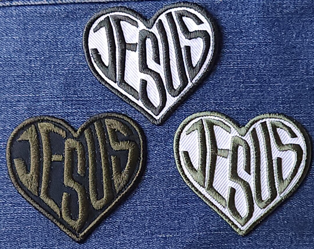 Love Jesus Patch - Olive Green - Embroidered Iron on Sew on Patch ...