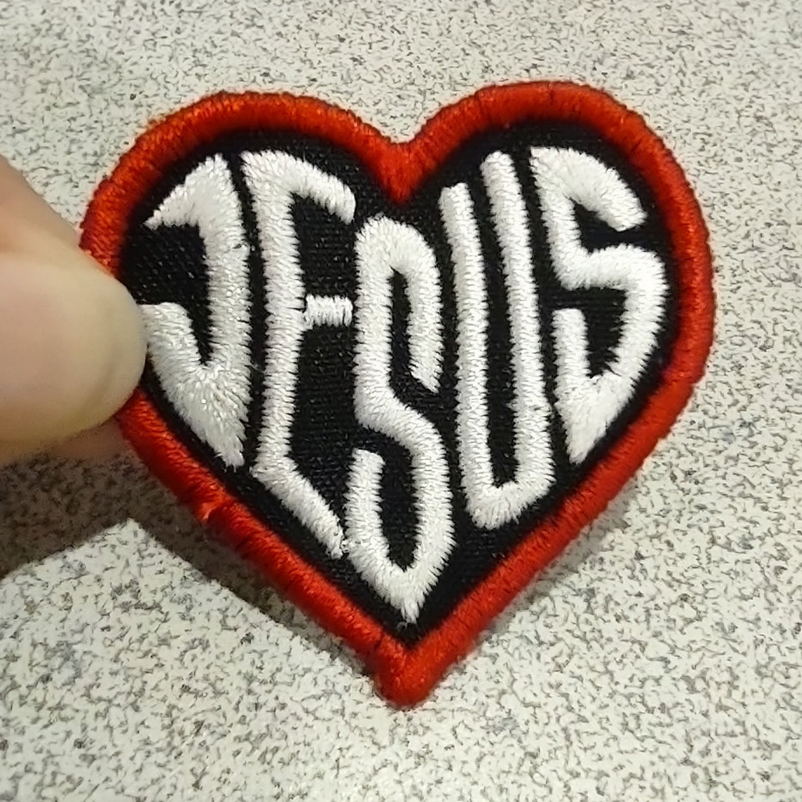 Jesus Heart Patch Lapel Size Heart Shaped Embroidered - Etsy