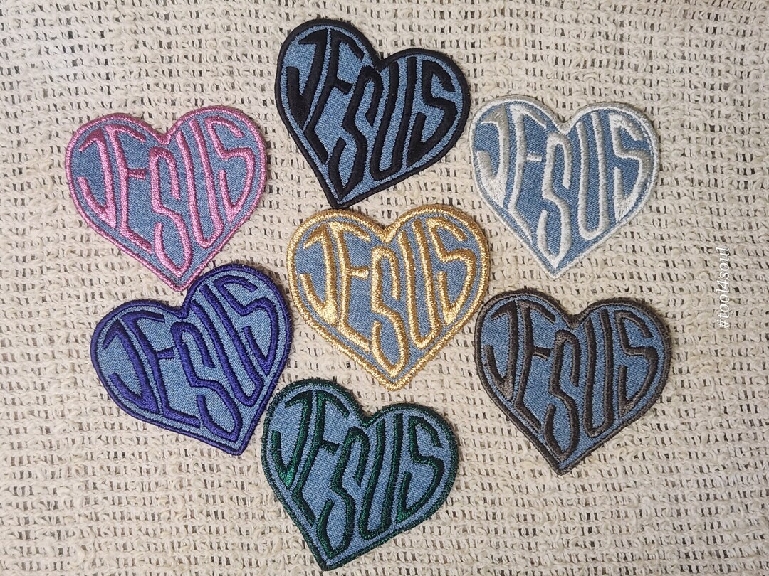 Denim Love Jesus Patch in Assorted Embroidery Colors Iron on Sew on ...