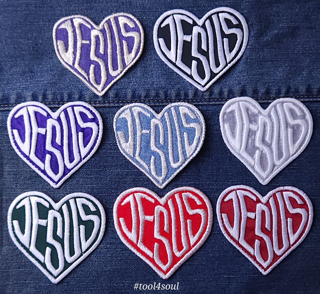 Love Jesus Patch: White Embroidery Heart, Christian Gift - Etsy