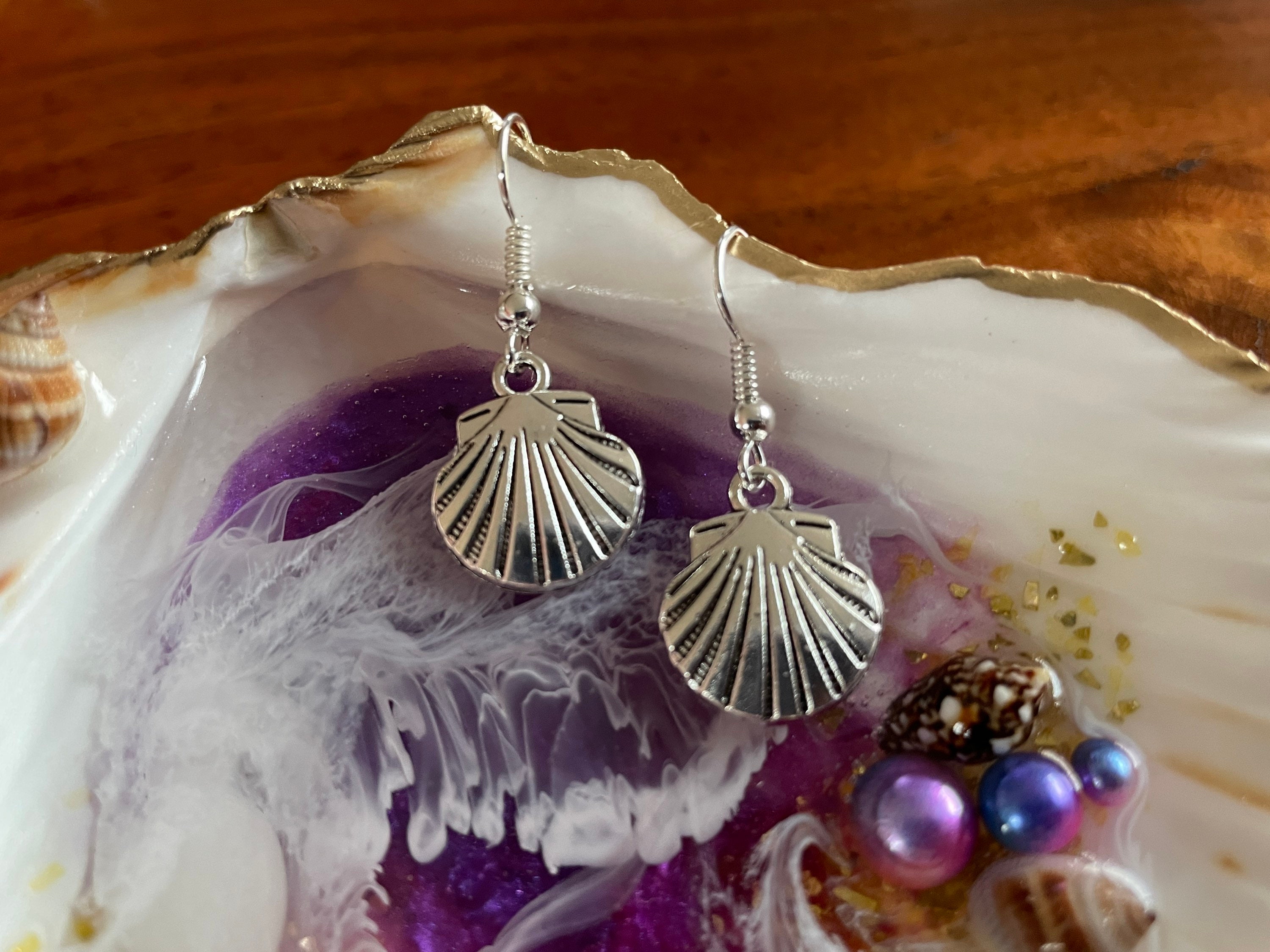 Scallop Shell Earrings Gifts for Her Silver Plated - Etsy Denmark