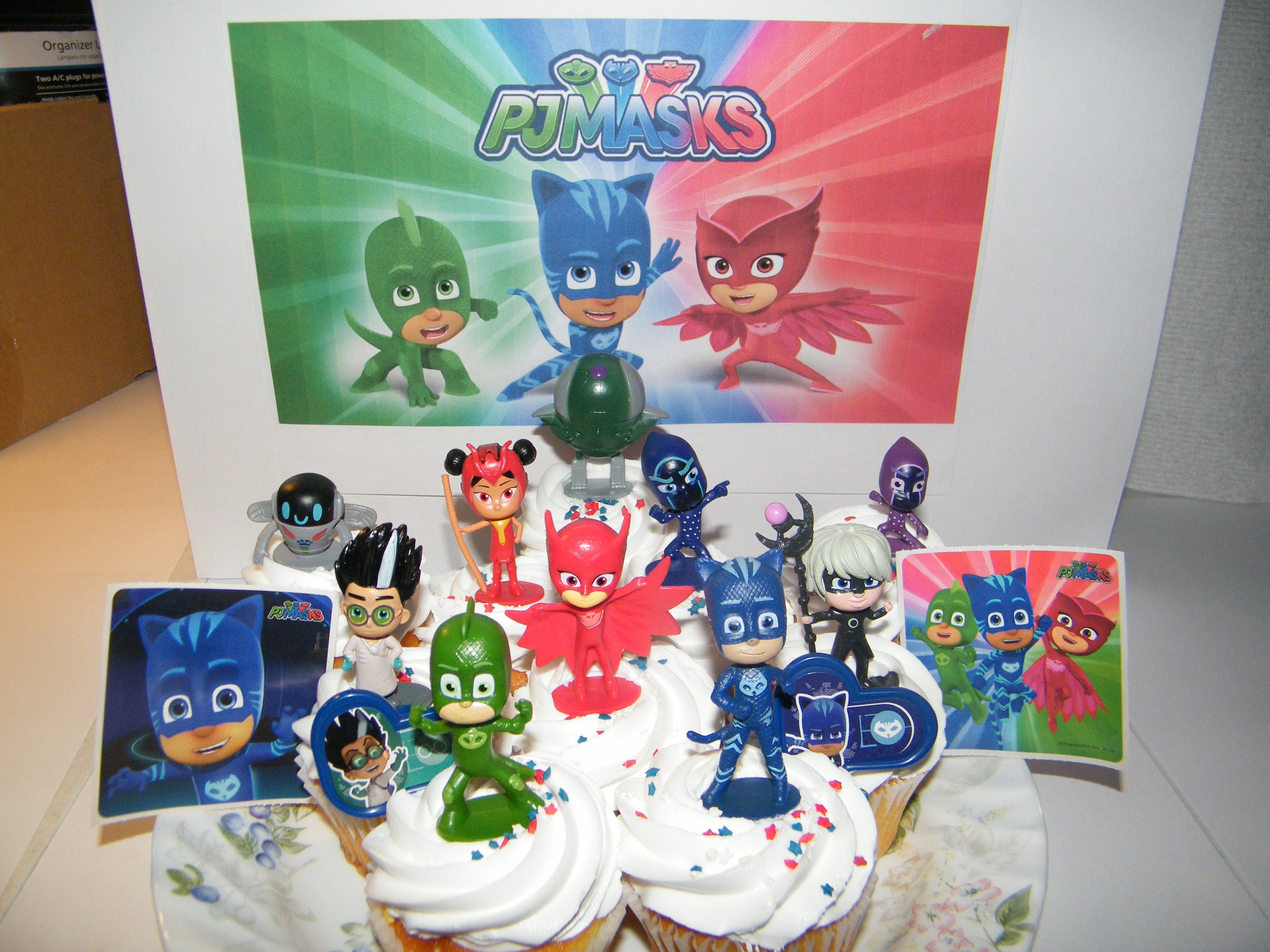 PJ Masks Deluxe Cake Toppers Cupcake Decorations 14 Set with 10 Figures ...