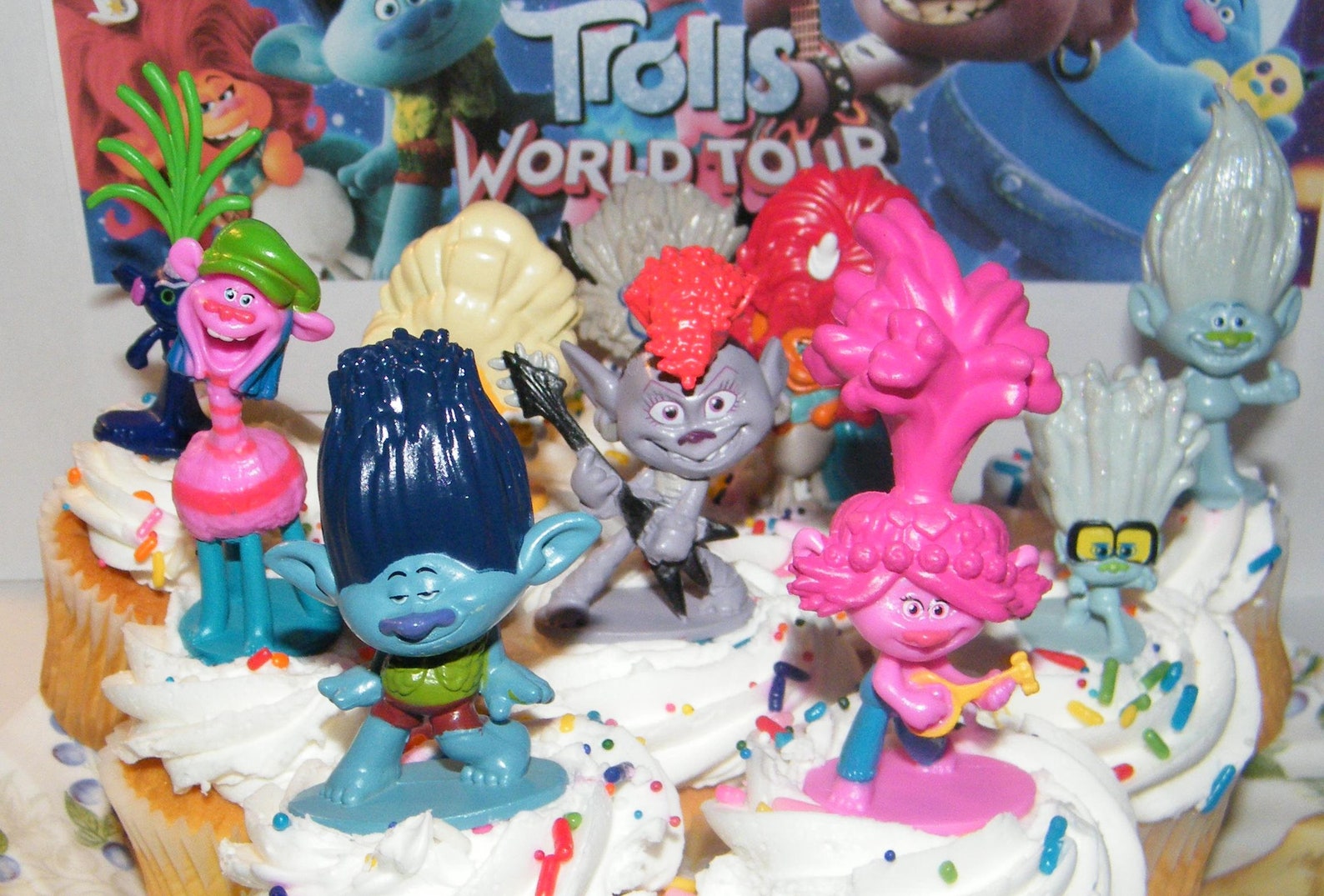 Trolls World Tour Movie Deluxe Cake Toppers Cupcake | Etsy