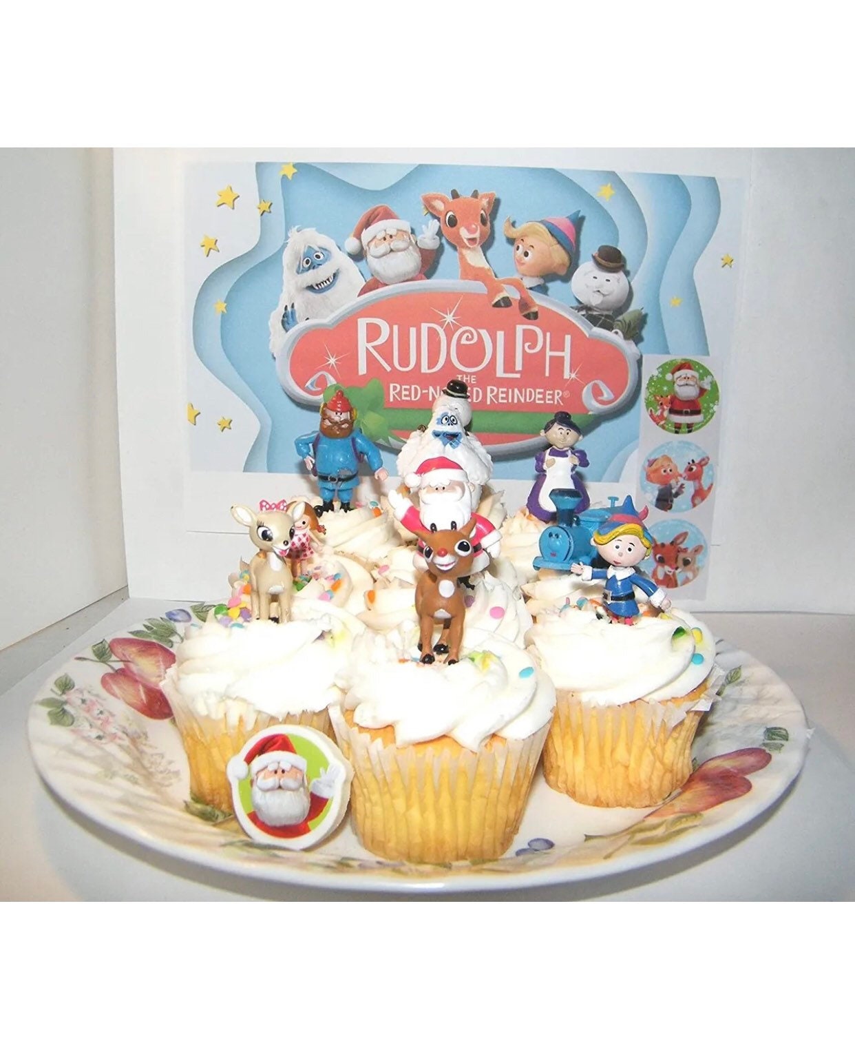Rudolph the Red Nosed Reindeer Fun Cake Toppers Cup Cake Decorations ...