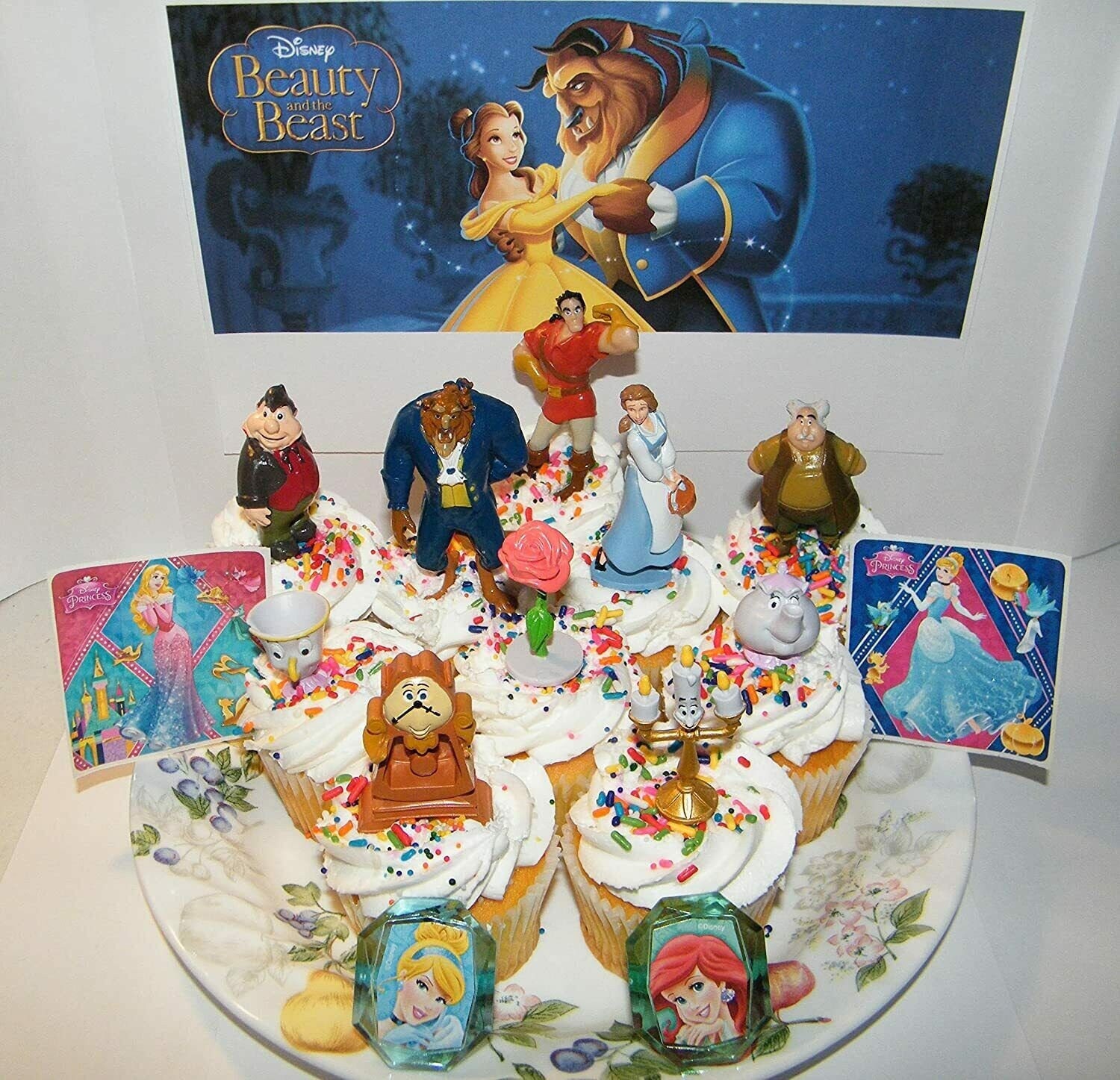 Beauty and the Beast Cake Toppers Cupcake Decorations Set With 10 ...