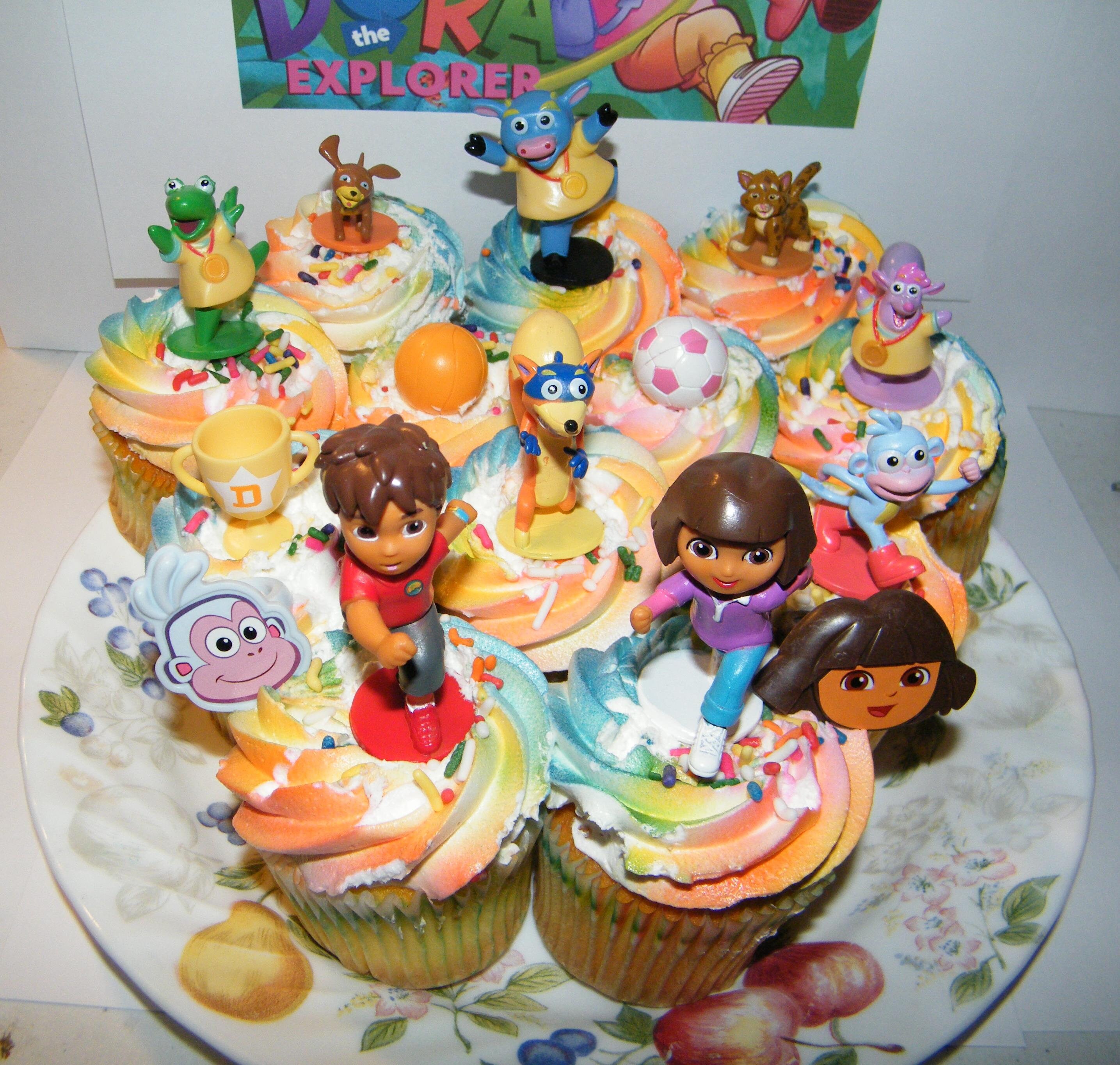 Dora The Explorer Cake Toppers Set Of 12 With 2 Rings Etsy
