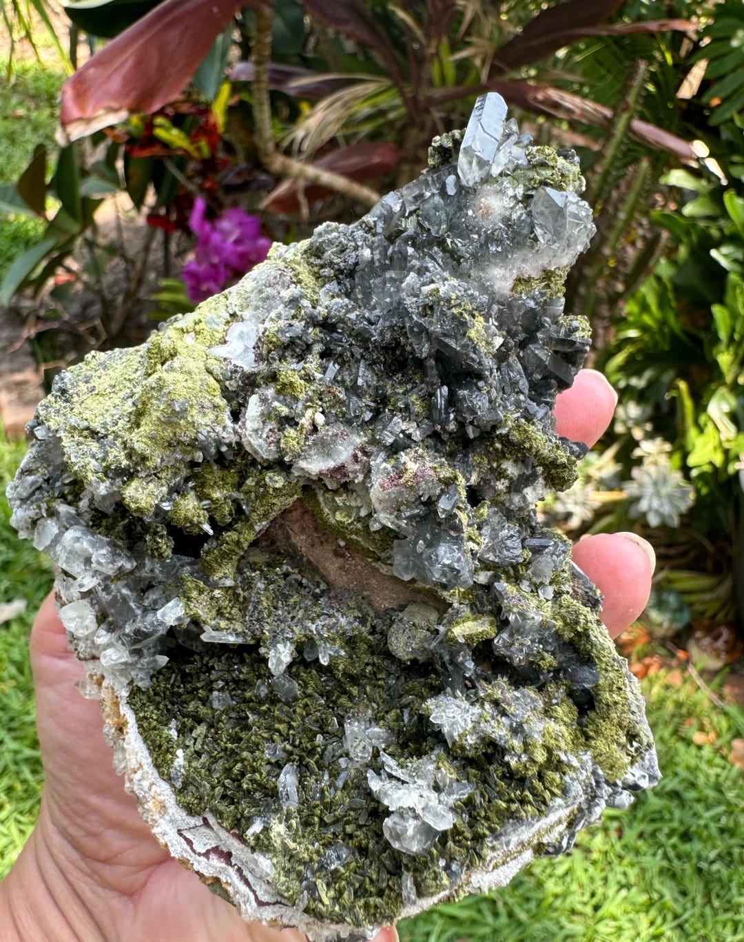 Forest Green Epidote in Quartz Statement Cluster From Morocco ...