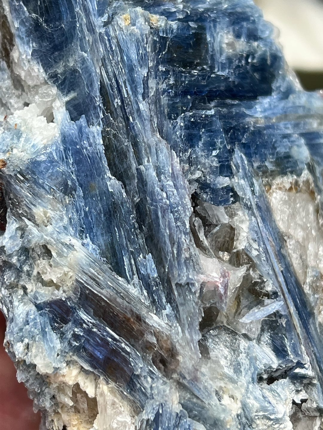 Raw Blue Kyanite in Golden Healer Quartz With Mica and Garnet Fabulous Display Piece From Brazil ...