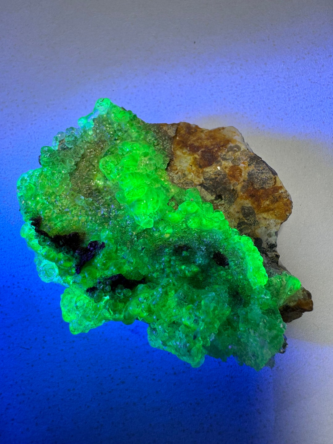 Rare Fluorescent Botryoidal Hyalite Opal Specimen on Feldspar Matrix ...