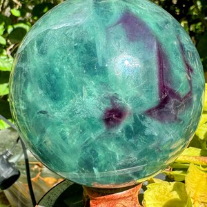 Watermelon Fluorite Sphere, Aqua Green Rainbow Fluorite Sphere, Home ...