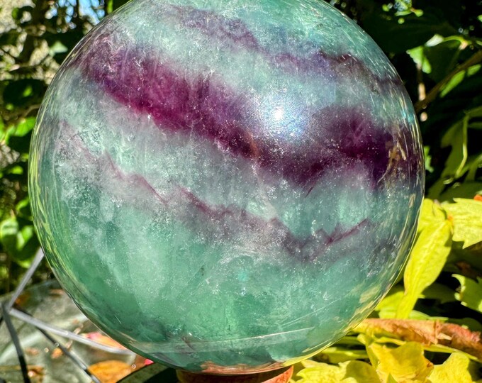 Watermelon Fluorite Sphere, Aqua Green Rainbow Fluorite Sphere, Home ...