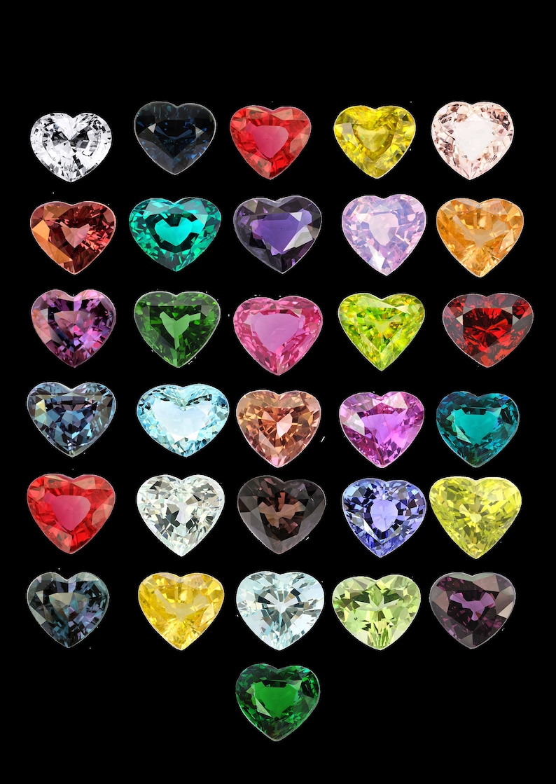 Heart Shaped Jewels Gemstone Clipart Digital Jewels Instant - Etsy