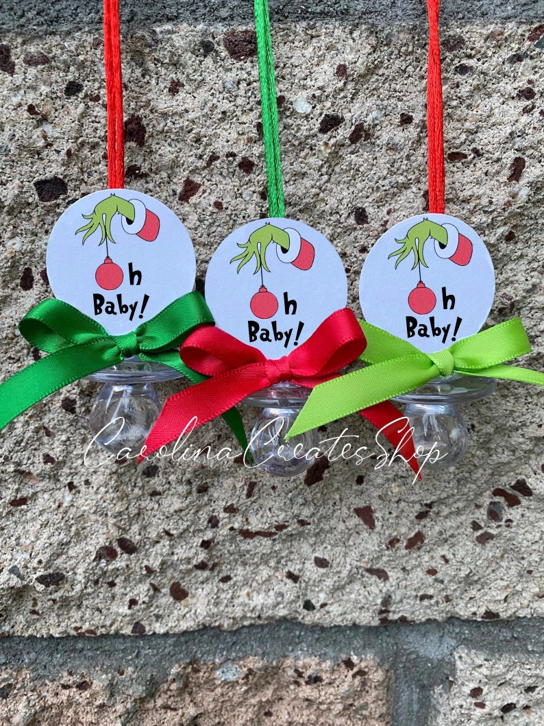 12 the Grinch Baby Shower Pacifier Necklace Favors| Baby Shower Games ...