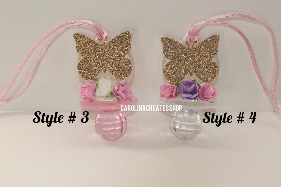 12 Butterfly Baby Shower Pacifier Necklace Favors Baby Shower - Etsy