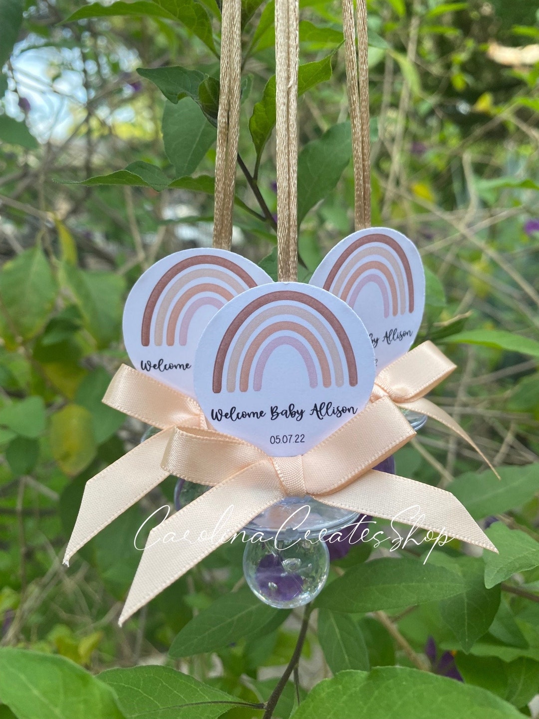 12 Boho Rainbow Baby Shower Pacifier Necklace Favors | Baby Shower ...