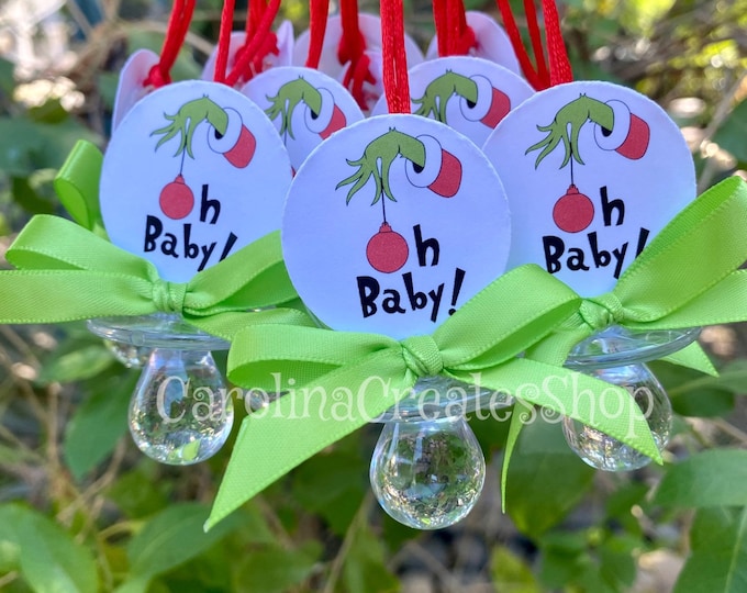 12 the Grinch Baby Shower Pacifier Necklace Favors Baby Shower Games - Etsy