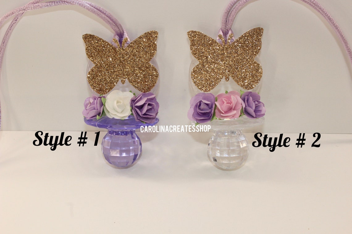 12 Butterfly Baby Shower Pacifier Necklace Favors Baby Shower - Etsy