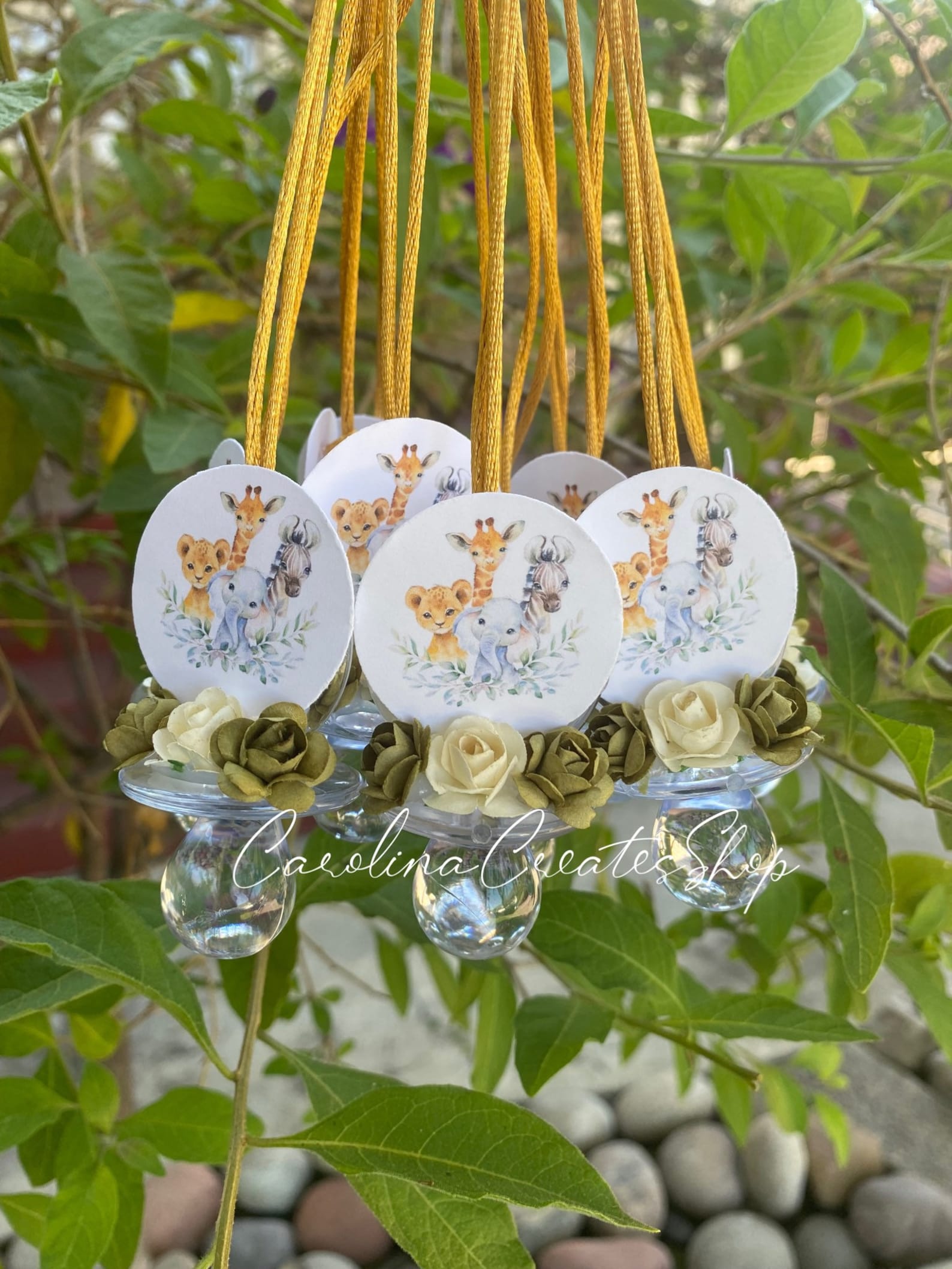 12 Jungle Safari Baby Shower Pacifier Necklaces Favors | Baby Shower ...