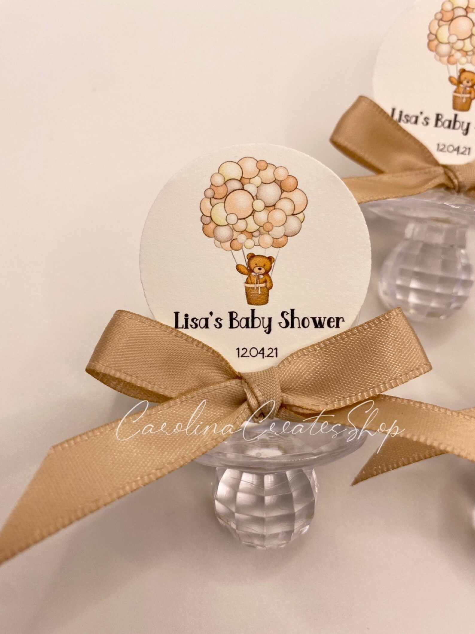 12 Teddy Bear Baby Shower Pacifier Necklace Favors | Baby Shower Games ...