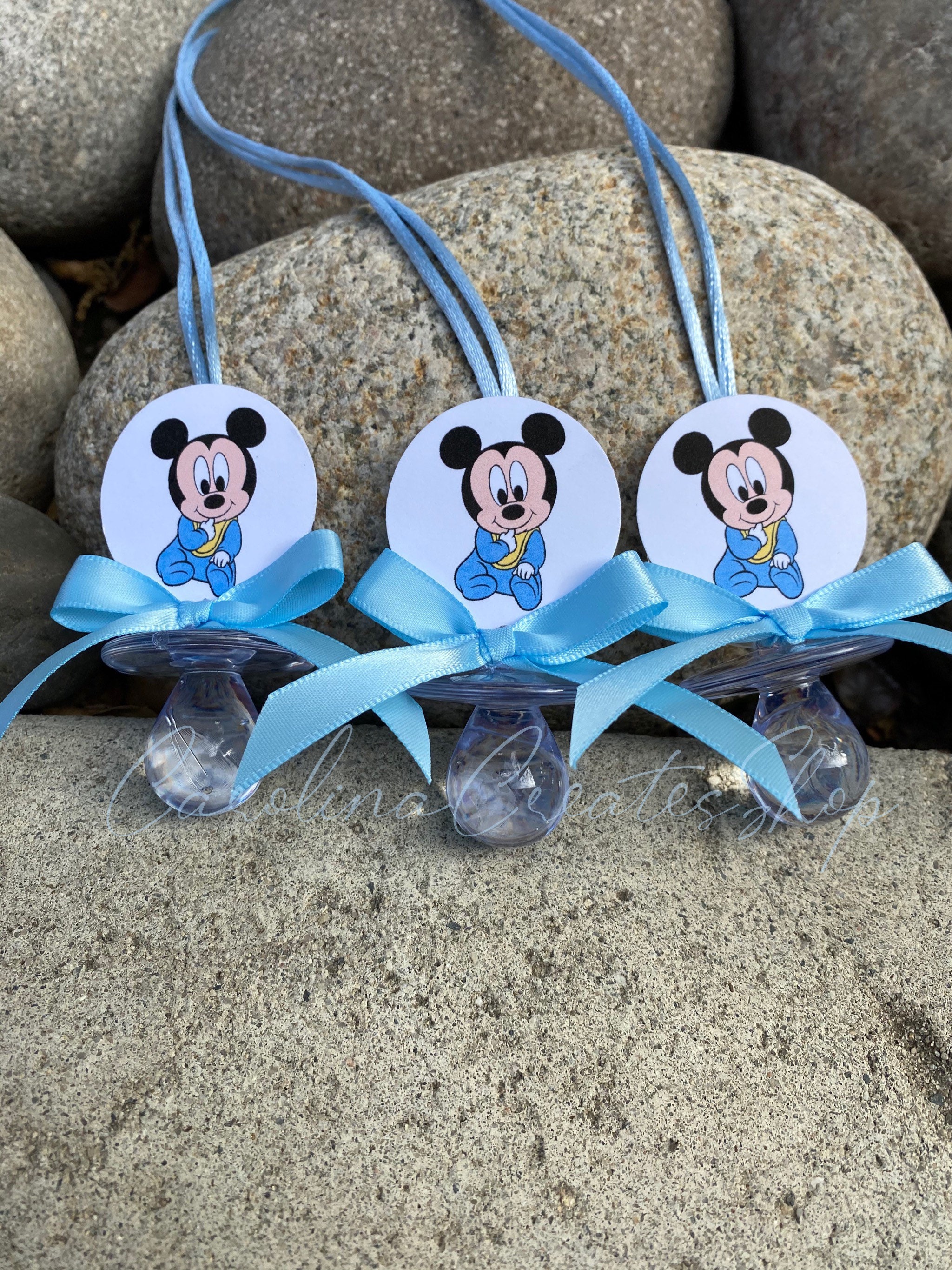 12 Mickey Mouse Baby Shower Pacifier Necklace Favors| Baby Shower Games ...