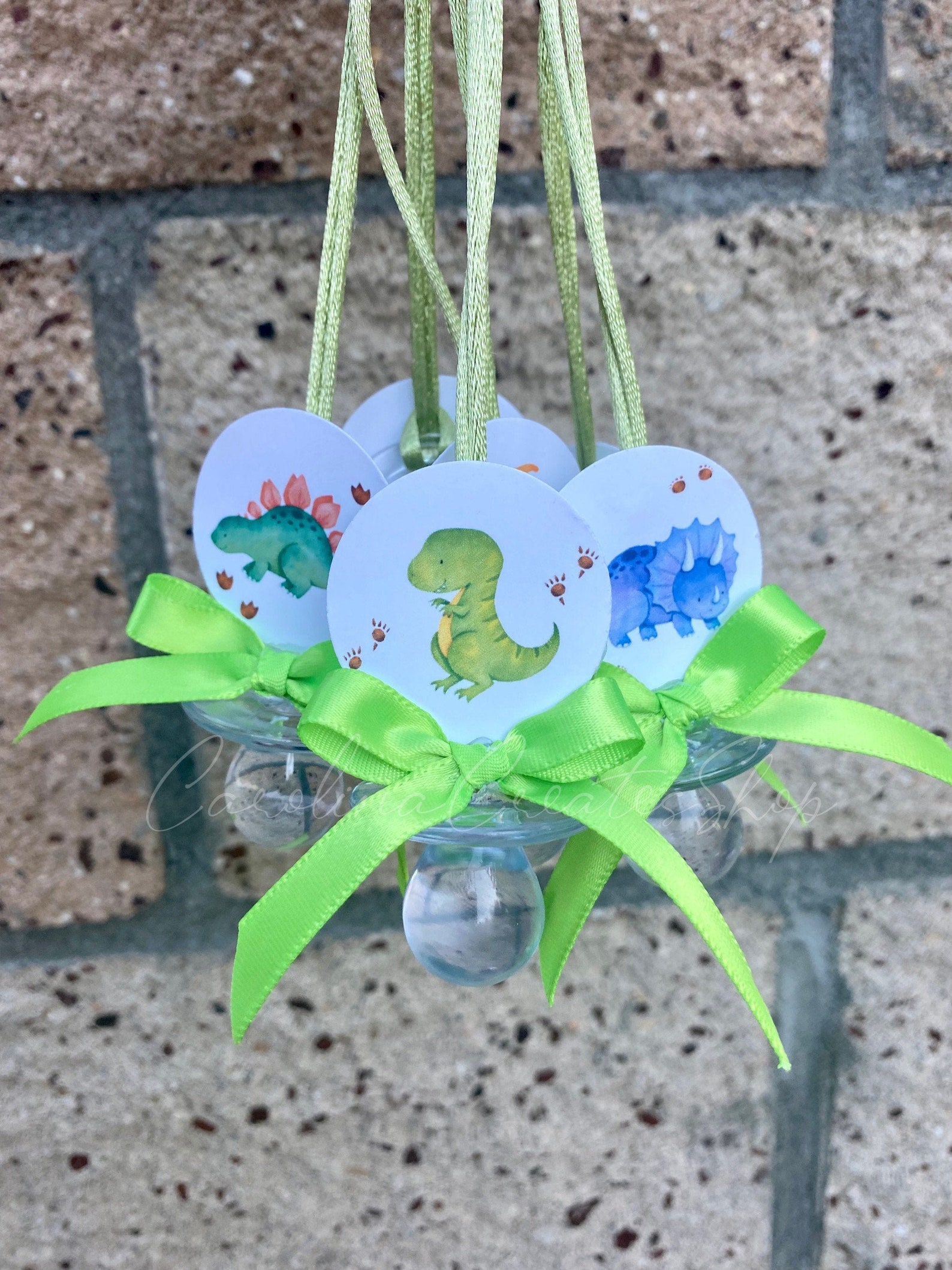 12 Dinosaur Baby Shower Pacifier Necklace Favors| Baby Shower Games - Etsy