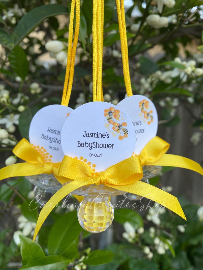 12 Bumble Bee Baby Shower Pacifier Necklace Favors Baby - Etsy