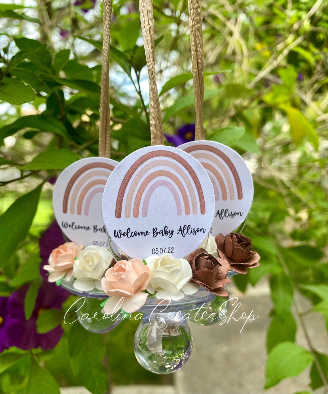 12 Boho Rainbow Baby Shower Pacifier Necklace Favors Baby | Etsy