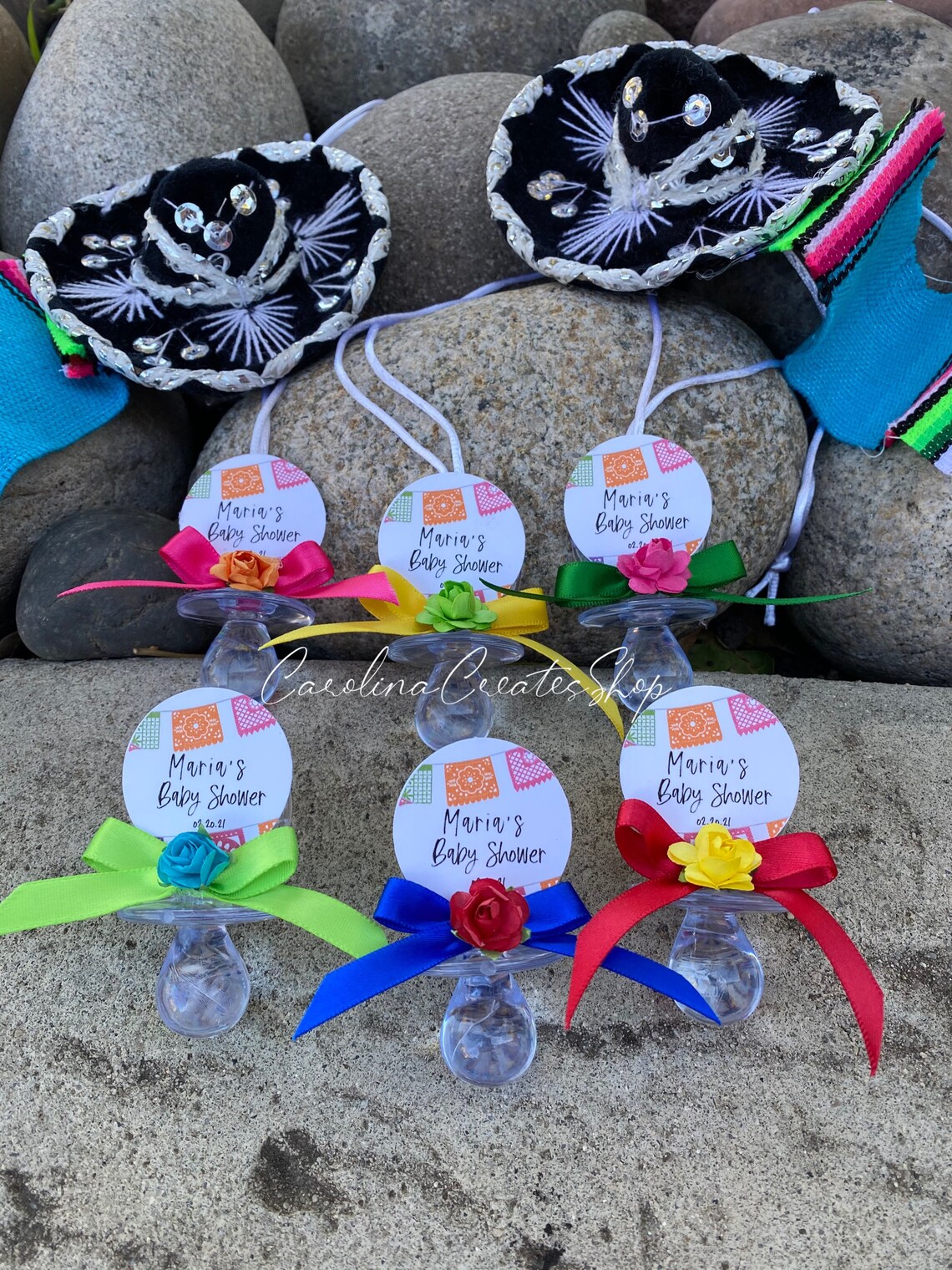 12 Fiesta Mexican Baby Shower Pacifier Necklace Favors Baby - Etsy